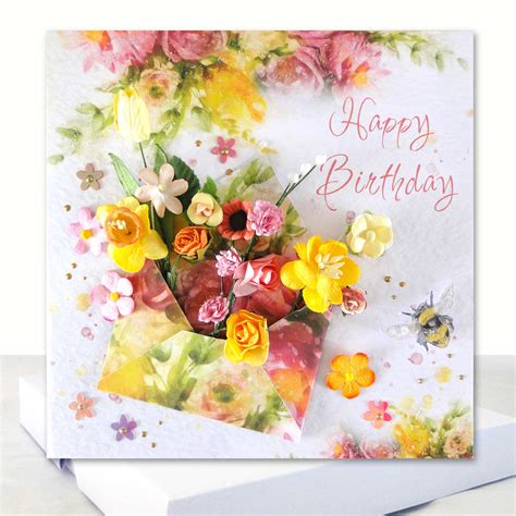 Happy Birthday Flowers Cards Bouquet Happy Birthday For Her Cards
