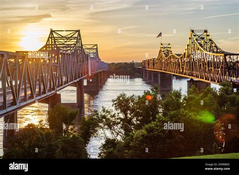Mississippi Vicksburg Mississippi River Bridges Hi Res Stock