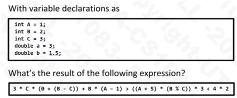 Solved With Variable Declarations As Int A Int B Chegg