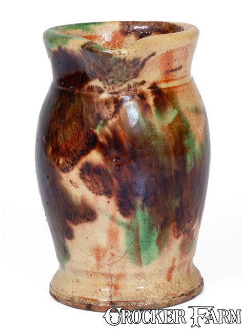 Shenandoah Pottery Multi Glazed Redware Cream Pitcher J Eberly And Co
