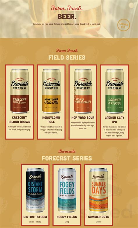 Barnside Brewing Co Menu In Delta British Columbia Canada