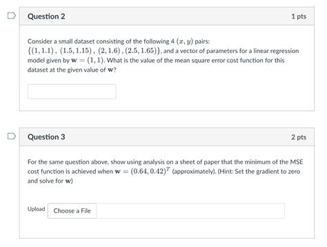 Solved Consider A Small Dataset Consisting Of The Following