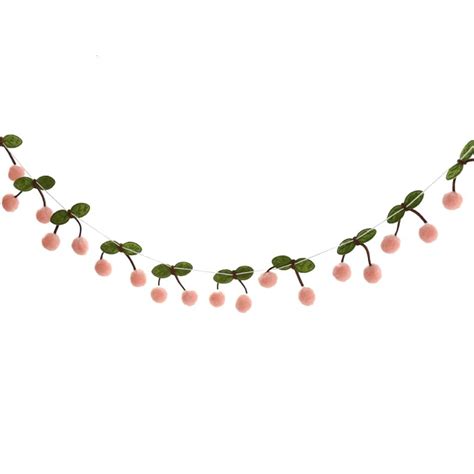 We Poluj Soft And Realistic Handmade Cherry Felt Balls String Garlands
