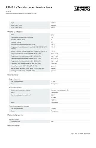 Phoenix Contact Ptme 4 Test Disconnect Terminal Block Feed Through