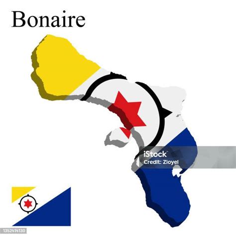 Flag Of Bonaire On Map On White Background Stock Illustration