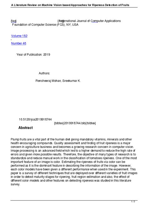 Pdf A Literature Review On Machine Vision Based Approaches For