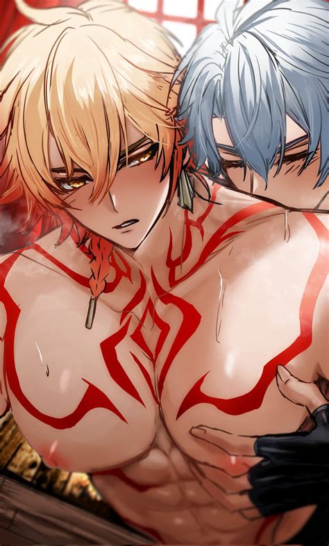 Rule 34 Abs Big Pecs Black Gloves Braid Chest Tattoo Closed Eyes