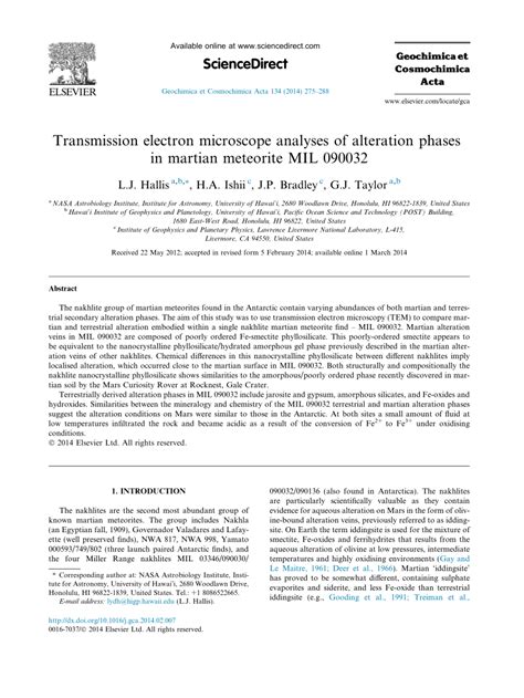 Pdf Transmission Electron Microscope Analyses Of Alteration Phases In