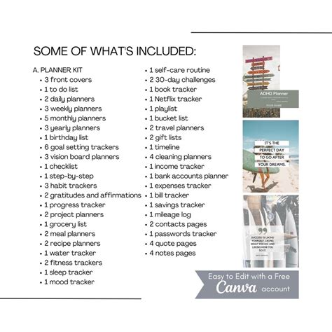 Editable Adhd Planner Template Printable Adult Adhd Journal Etsy