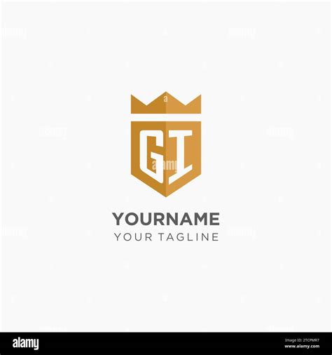 Monogram Gi Logo With Geometric Shield And Crown Luxury Elegant