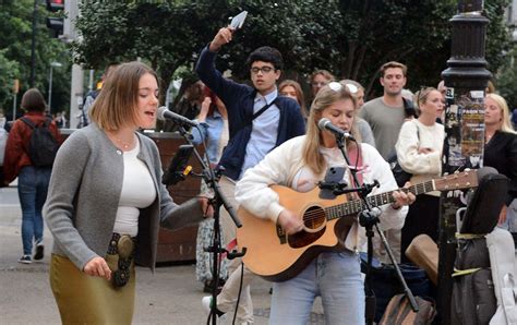 Allie Sherlock And Zoe Clark Perform In Grafton Street Dublin