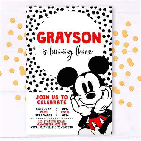 Personalised Mickey Mouse Invitations Birthday Invites 10 With Envelopes £650 Picclick Uk