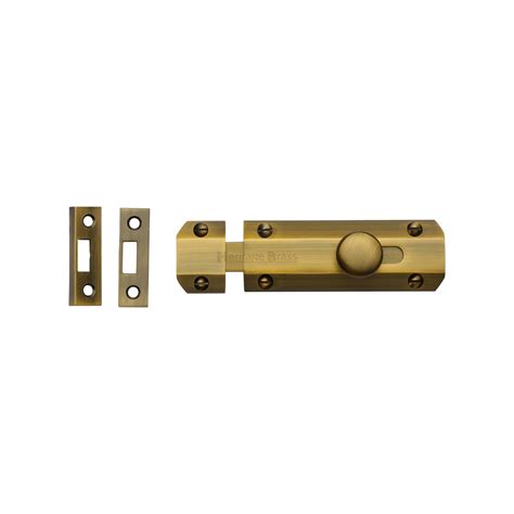 Heritage Brass Door Bolt Flat 4 Antique Brass Finish Prestige Hardware