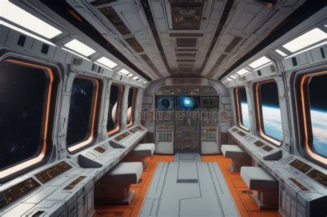 A Room Inside A Spaceship Horizontal Composition Stock Illustration