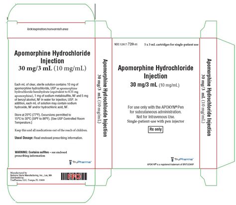 Dailymed Apomorphine Hydrocloride Apomorphine Hydrochloride Injection