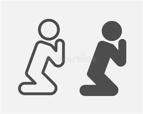 Pray Icon Vector Hands Folded In Prayer Line Icon Stock Vector