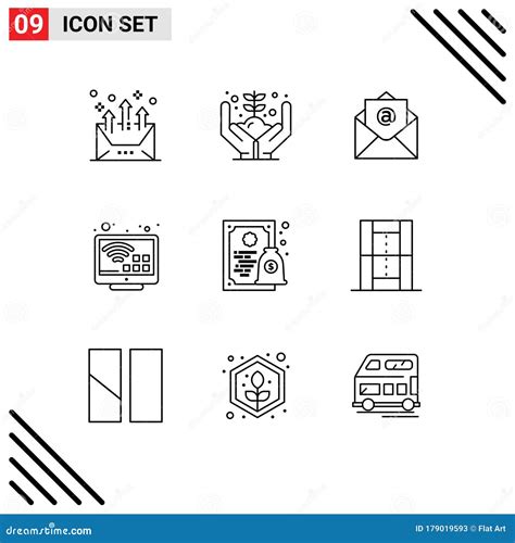 9 User Interface Outline Pack Of Modern Signs And Symbols Of Diploma Tv Plant Smart