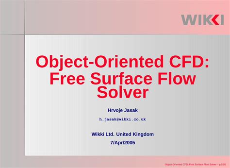 PDF Object Oriented CFD Free Surface Flow Solver Object Oriented CFD Free Surface Flow