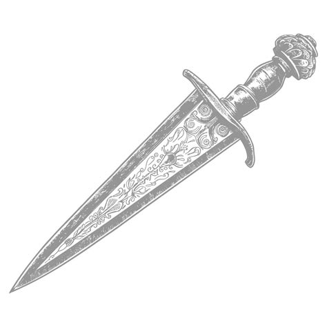 Premium Vector Ancient Dagger Weapon With Engraving Style