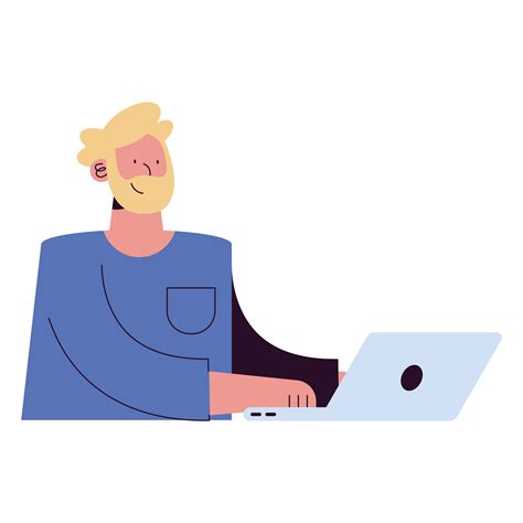 Man Using Laptop Vector Art At Vecteezy