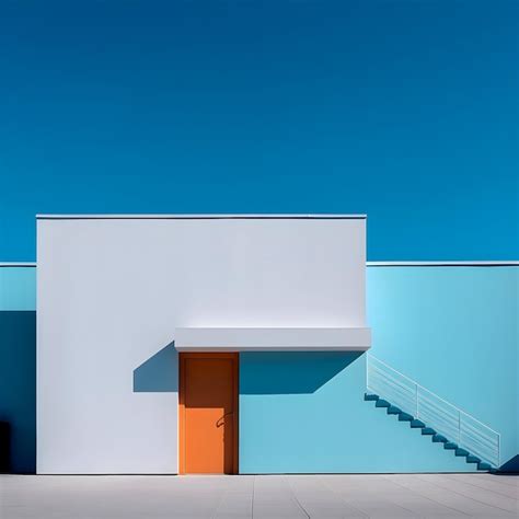 Premium Photo 3d Render Of Minimal Modern Architecture Building With Blue Sky