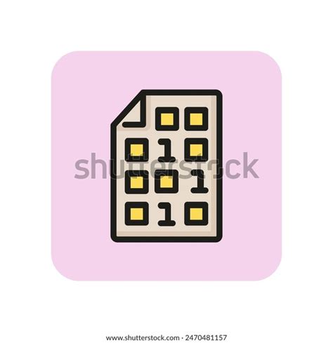 Binary Code Line Icon Sheet Paper Stock Vector Royalty Free 2470481157 Shutterstock