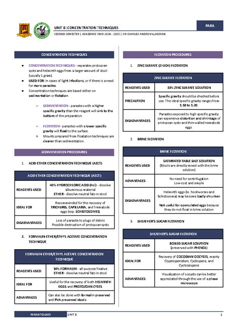 Concentration Techniques For Parasite Recovery In Stools Para 2024