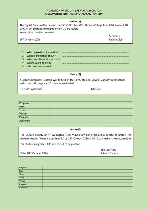 Notice Writing Online Exercise For Live Worksheets