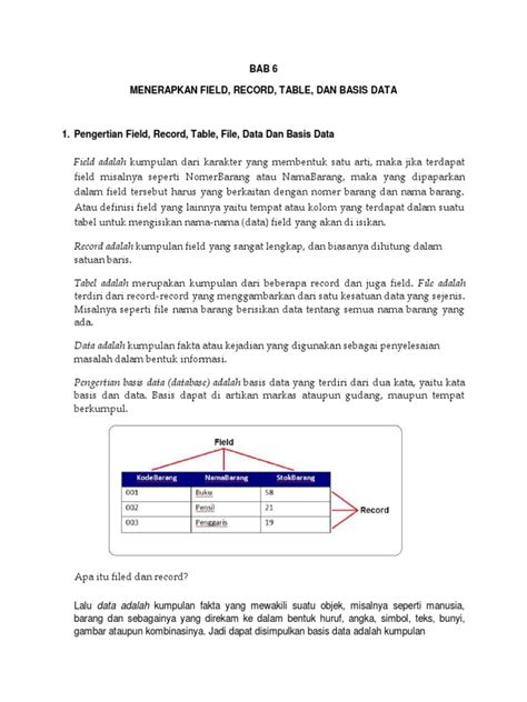 menerapkan field recod dan tabel dalam basis data pdf