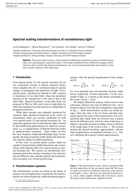 pdf spectral scaling transformations of nonstationary light