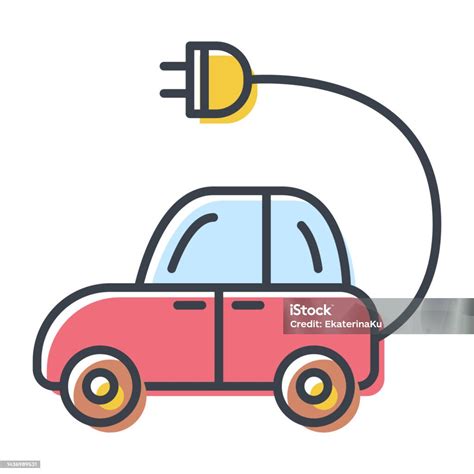 충전에 전기 자동차 벡터 고립 플랫 아이콘 환경 보전 및 생태 개념 설계 요소 개념에 대한 스톡 벡터 아트 및 기타 이미지 개념 경제 교통수단 Istock