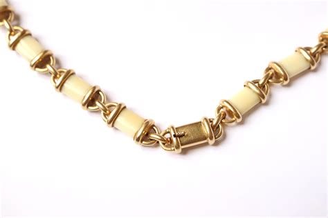 Van Cleef And Arpels Ivory Long Necklace 18 Carat Gold 1950 For Sale At 1stdibs