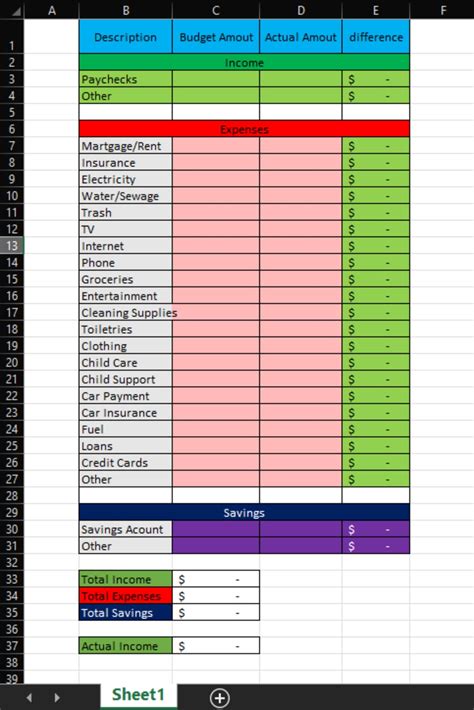 Excel Budget Template Etsy
