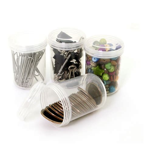 12 Plastic Containers With Rounded Screw Top Lids Crafting Beading Sewing Jewelry Organizers
