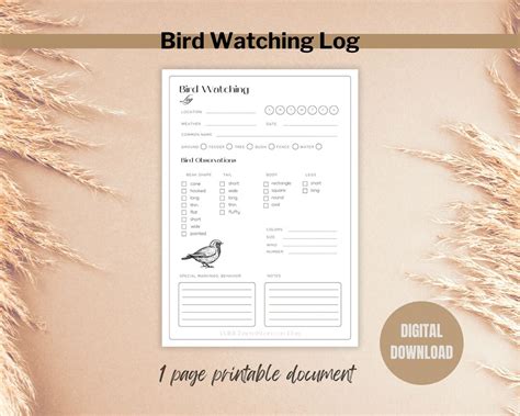 Bird Watching Log Backyard Birding Homeschool Bird Logbook Bird