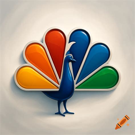 3d Glossy Nbc Peacock Logo With Colorful Feather Like Shapes Against A