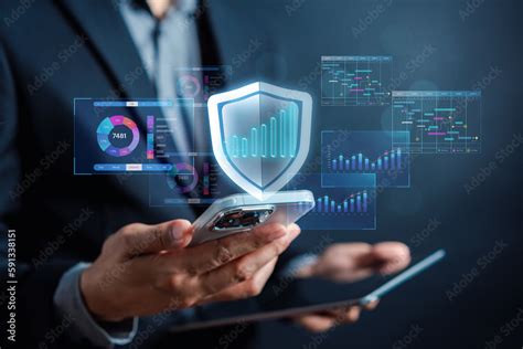 Cybersecurity And Privacy And Protect Data Concept Shield Icon And Internet Network Security