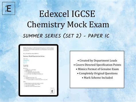 Mock Exam Edexcel Igcse Chemistry Paper 1c Set 2 Teaching Resources