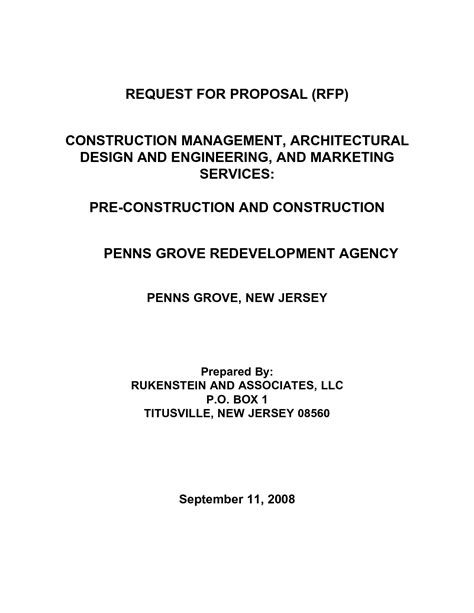 Rfp For Architectural Services Template