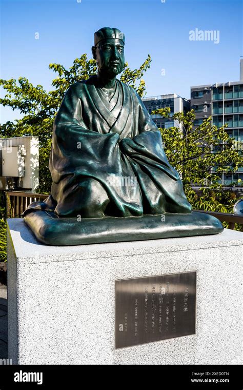 Statue Of Japanese Poet Matsuo Basho In The Basho Heritage Garden In