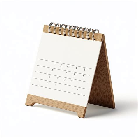 Wooden Desk Calendar Mockup Isolated On White Background Premium Ai