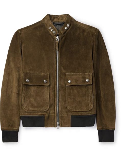 Tom Ford Suede Bomber Jacket Green Tom Ford
