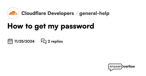 How To Get My Password Cloudflare Developers