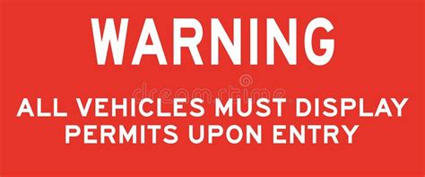All Vehicles Must Be Display Permits Sticker Stock Vector
