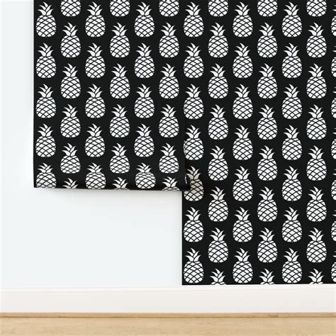 White And Black Pineapple Wallpaper Spoonflower