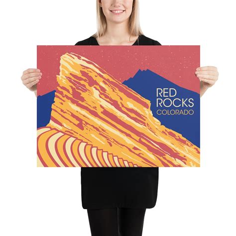 Red Rocks Poster Colorado Wall Art Red Rocks Amphitheater