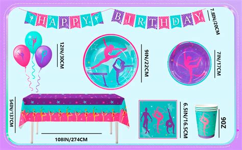 Gymnastics Birthday Party Supplies 16 Guests Gymnastics