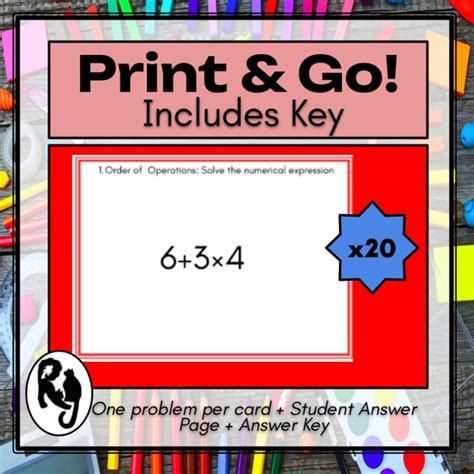 Order Of Operations Solve The Expression Task Cards By Ramona James Resources
