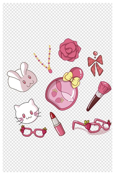 可爱化妆品美妆香水素材 花瓣网