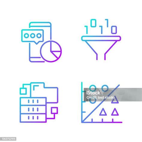 Data Mining Tools Gradient Linear Vector Icons Set Stock Illustration Download Image Now